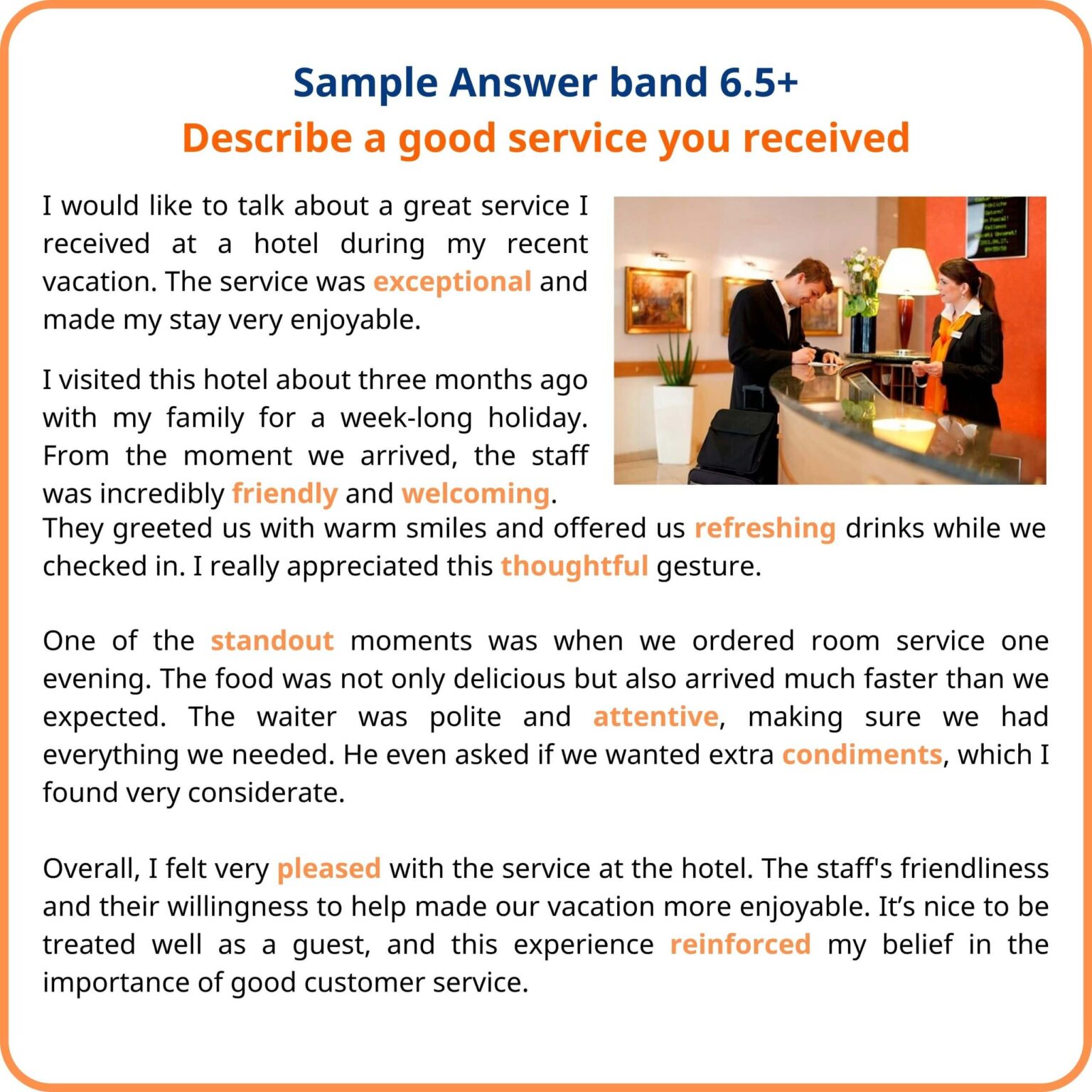 Describe a good service you received – Bài mẫu IELTS Speaking Part 2 & 3