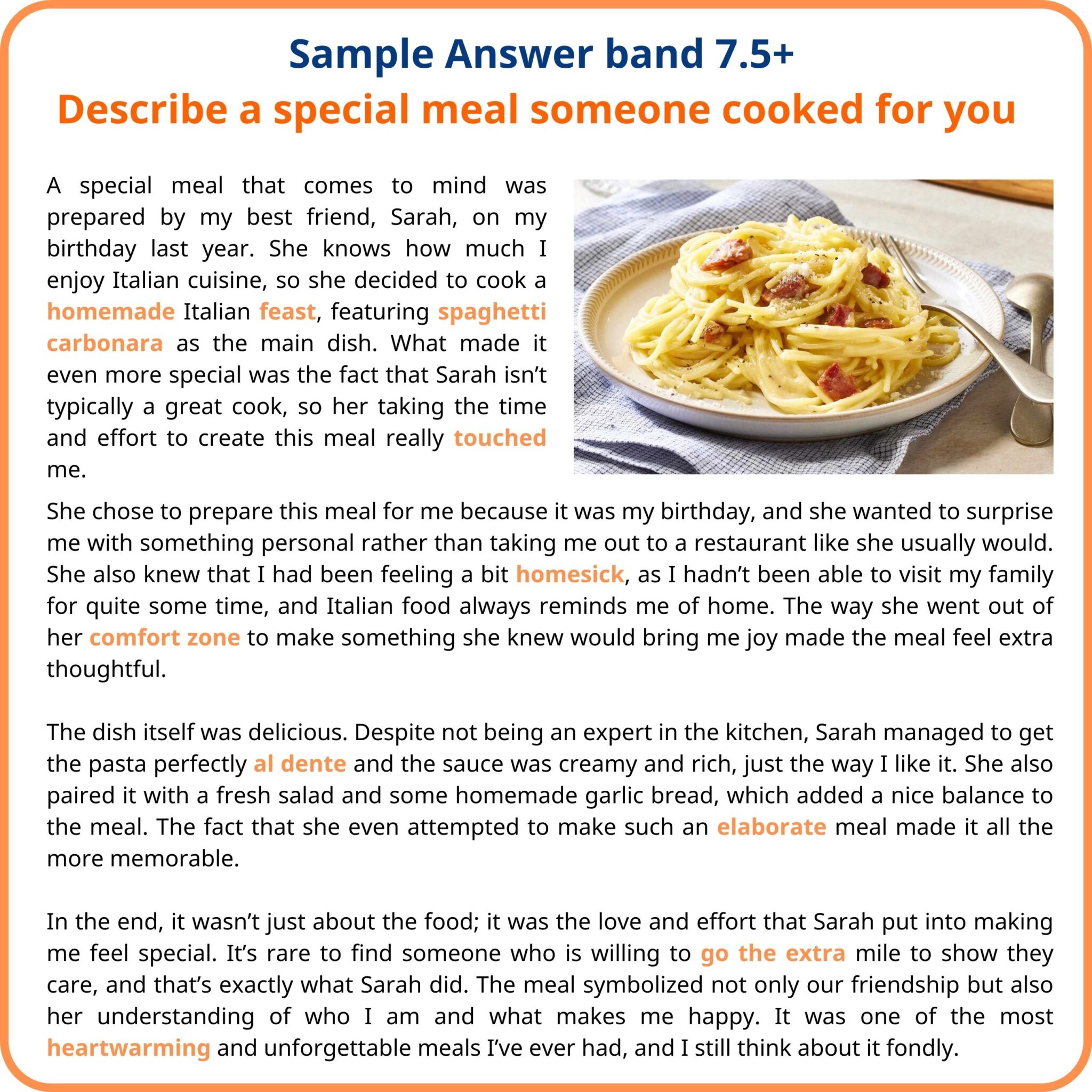 Describe a special meal someone cooked for you – Bài mẫu IELTS Speaking ...