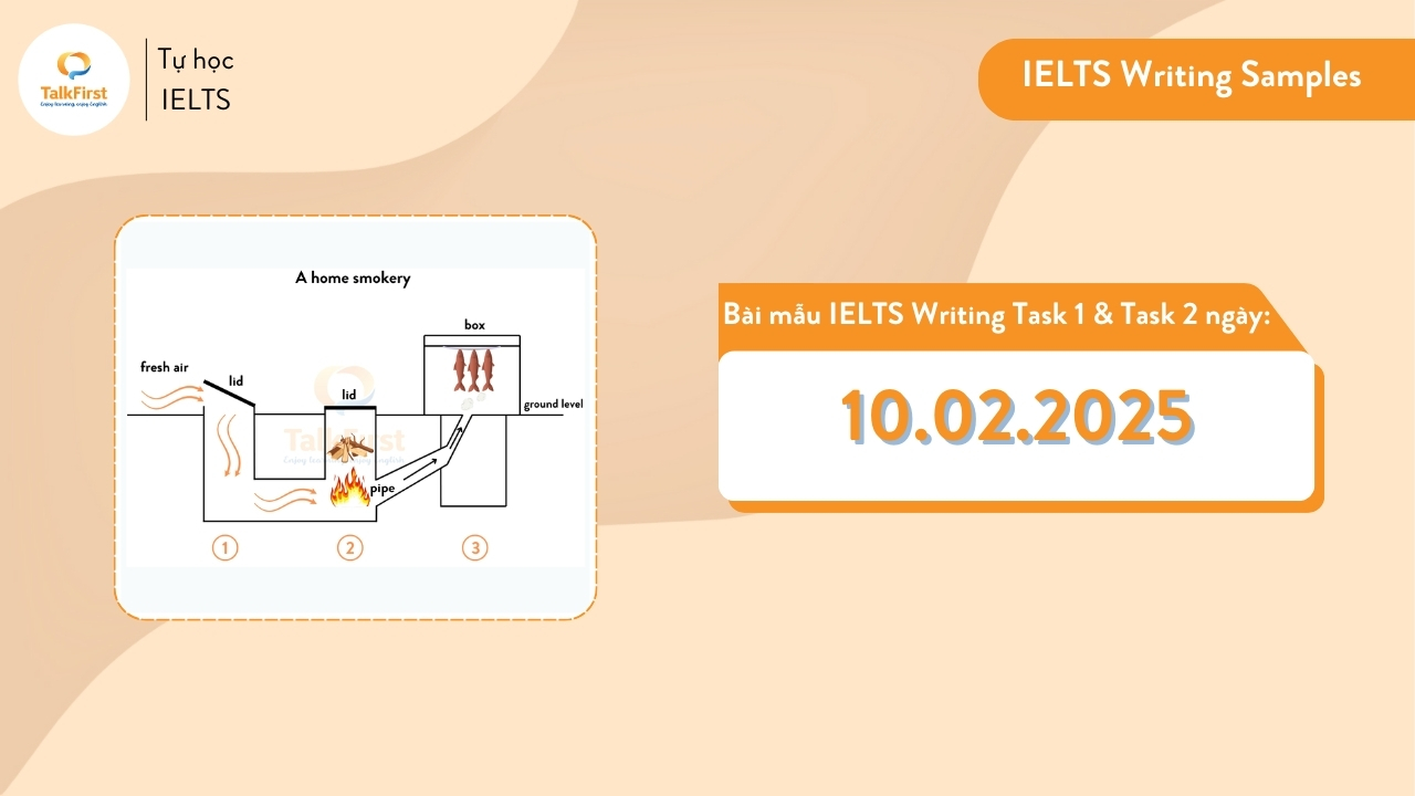 Bài mẫu IELTS Writing Task 1 & Task 2 ngày 10.02.2025